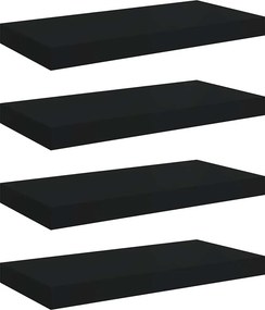 Plovoucí nástěnné police 4 ks černé 50 x 23,5 x 3,8 cm MDF 323831