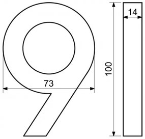 Domovní číslo - 9, ANTRACIT 3D, 100 mm RICHTER CZECH RN.100LV.9.AL.AM.3D