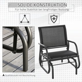 Houpací křeslo Zahradní křeslo z kovu Houpací křeslo s područkami Opěrka zad Zahradní houpačka s nosností do 120 kg Venkovní relaxační křeslo na balk…