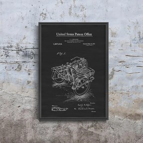 Retro plakát Retro plakát Motocykl Sidecar Gustafson patent USA