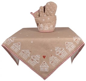 Textilní košík na pečivo s motivem perníkových domečků Gingerbread Bliss – 15x16 cm