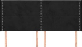 Čelo postele typu ušák černé 203x16x118/128 cm samet 3119508