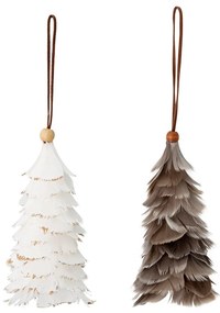 Bloomingville, Vánoční dekorace stromky Feather na zavěšení SET/2ks | vícebarevná