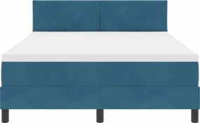 Postel s boxspringem s čelo Tmavě modrá 140 x 190 cm samet 3339240