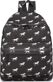 Konofactory Černý vzorovaný batoh do školy „Horses“ 11L