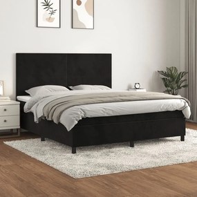 Box spring postel s matrací černá 160x200 cm samet,  3142913