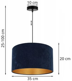 Závěsné svítidlo Mediolan, 1x tmavěmodré/zlaté textilní stínítko, (fi 35cm)