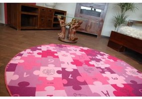Dětský kulatý koberec PUZZLE fialový Rozměr: průměr 170 cm