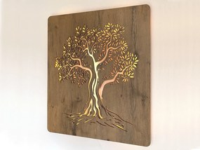Li-Go "Olivovník" světelný obraz s baterií 70x80cm varianta ovládání: manuál/pohybové čidlo, provedení povrchu: dub