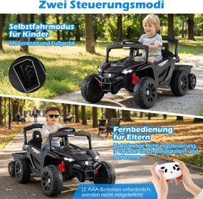 Costway 12 V Dětský traktor s odnímatelným přívěsem a rodičovským