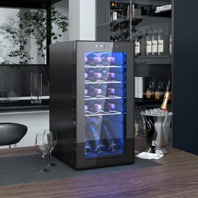HOMCOM vinotéka pro 15 lahví, kapacita 44 l, regulace teploty a nastavitelné police, černá