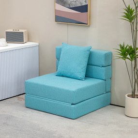 HOMCOM Skládací křeslo postel 2 v 1 skládací křeslo s funkcí postele Relaxační křeslo s polštářem Postel pro hosty s nosností až 100 kg Modrá | Aosom…