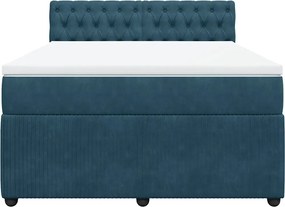 Box spring postel s matrací modrá 140 x 190 cm samet 3290044