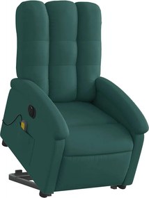 Elektrické zvedací masážní polohovací křeslo zelené textil 3204134