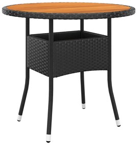 Zahradní stůl Ø 80 x 75 cm akáciové dřevo a polyratan černý,  310608
