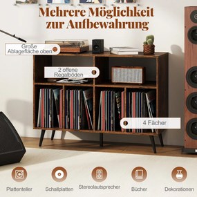 Costway 3patrový stojan na gramofon s vinylovými úložnými policemi skříň