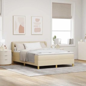 Postel s boxspringem s čelo Krémová 140 x 200 cm textil 3340218