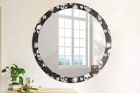 Kulaté dekorativní zrcadlo Květiny lebky fi 100 cm