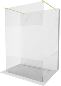 Mexen Kioto, sprchová zástěna Walk-In 120 x 200 cm, 8mm čiré sklo-námraza, zlatý matný profil, 800-120-002-55-35