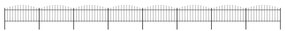 vidaXL Zahradní plot s hroty ocel (0,5–0,75) x 13,6 m černý