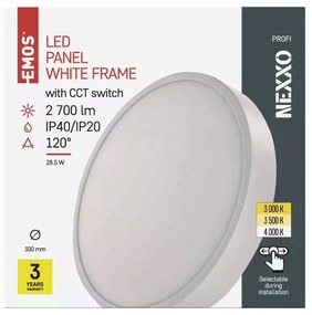 Emos lighting LED přisazený panel NEXXO ø30cm, 28,5W, CCT, kulatý Barva: Bílá