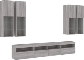 7dílná obývací stěna s LED osvětlením šedá sonoma 3216776