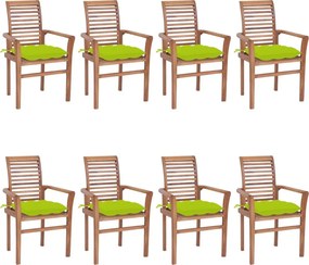 vidaXL Jídelní židle 8 ks podušky masivní teak [3072993] Barva: Jasně zelená