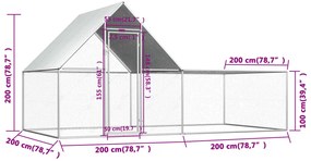 vidaXL Marketos Klec pro kuřata 4 x 2 x 2 m pozinkovaná ocel