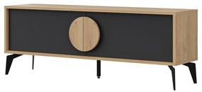 TV stolek v dekoru dubu v černo-přírodní barvě 140x51 cm Vae – Marckeric