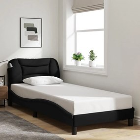 Rám postele s LED bez matrace Hvar černý 90x190 cm Látka 3213671
