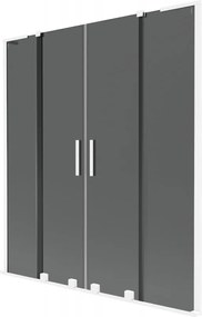 Mexen Velar L Duo, 2-křídlová posuvná vanová zástěna 140 x 150 cm, 8mm šedé sklo, bílá matná, 896-140-003-42-20