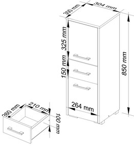 Koupelnová skříňka Fin bílá/sonoma