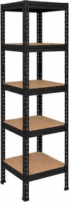 Regál 183x40x40 cm lakovaný 5-policový, nosnost 100 kg, RIVET - černý