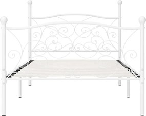 Rám postele s laťkovým roštem bílý kov 100 x 200 cm 284448
