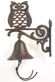 Zvonek nástěnný se sovou 19 x 25 cm litina