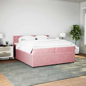 Box spring postel s matrací růžová 200x200 cm samet 3290147