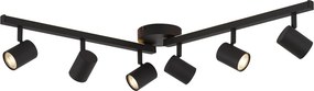 Moderní černé stropní bodové svítidlo se 6 světly GU10 50mm s podsvícením a 3-polohovým vypínačem - Back Up