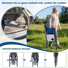 Costway Skládací ředitelská židle s odkládacím stolkem a boční kapsou a držákem
