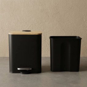 Úzký odpadkový koš do koupelny s bambusem ZETRU, 5 l