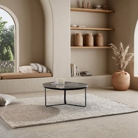 Černý/šedý matný kulatý konferenční stolek ø 90 cm Clarisa – MOME