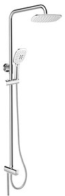 Mereo Sprchový set s tyčí hranatý, bílá hlavová sprcha a třípolohová ruční sprchaí, bílý plast/chrom - CB95001SW2