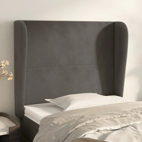 Čelo postele typu ušák tmavě šedé 103x23x118/128 cm samet 3117719