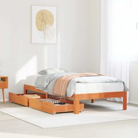 Rám postele se zásuvkami bílý 75 x 190 cm masivní borové dřevo