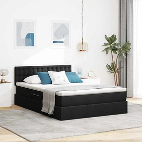 Postel s úložným prostorem a matrací Černá 140 x 190 cm Samet 3370634