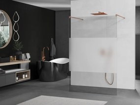 Mexen Kioto, sprchová zástěna Walk-In 110 x 200 cm, 8mm čiré sklo-námraza, měděný matný profil, 800-110-002-65-35