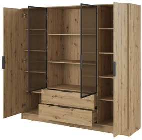 Šatní skříň Kelly 4D RM s policemi 206 cm dub artisan