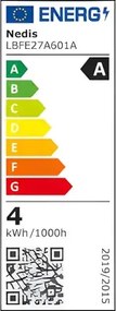 Nedis LED žárovka E27 / A60 / 3.8 W / 806 lm / 2700 K / Teplá bílá / R