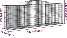 Klenuté gabionové koše 17ks 300x50x100/120cm pozinkované železo 3146714