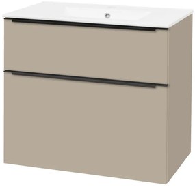 Mereo Mereo, Mailo, koupelnová skříňka s keramickým umyvadlem 81 cm, bílá, dub, antracit, CN551B