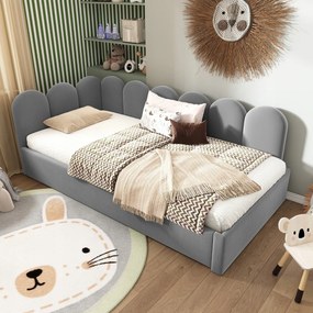 Arhatreya Čalouněná postel Sofa dětským lůžkem 90x200 cm s výsuvným lůžkem šedá